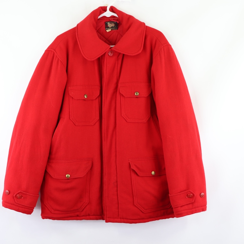 50s Woolrich Mens 44 Insulated Hunting Jacket Red - Gem